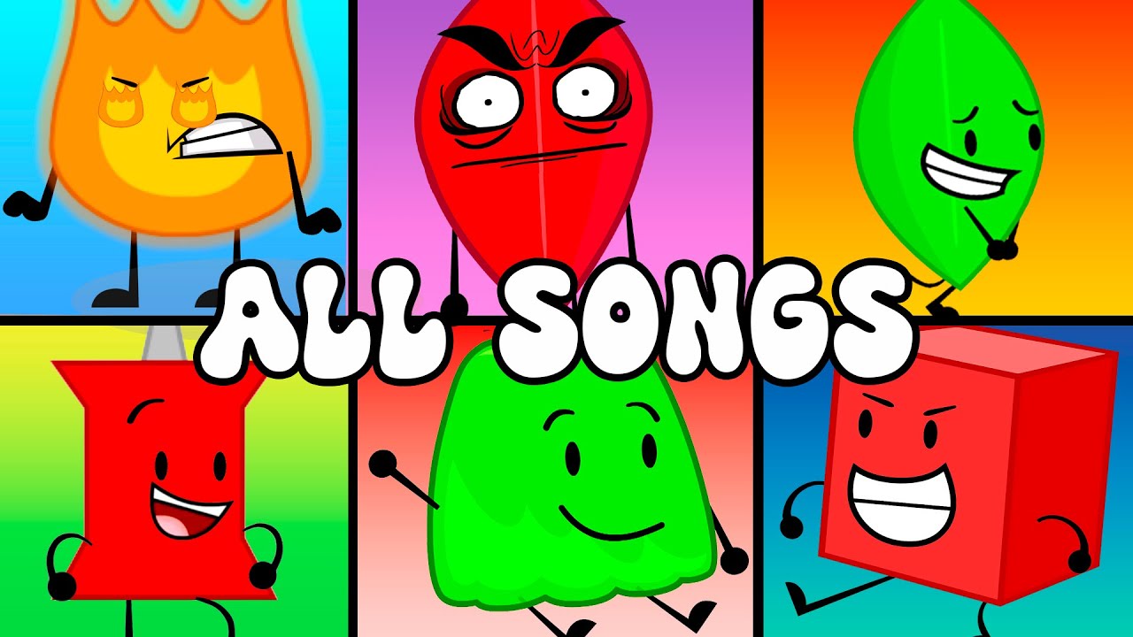 All BFDI Songs And Music Videos! (Evil Leafy, Blocky, Pin Song) ♪ Dj GG ...