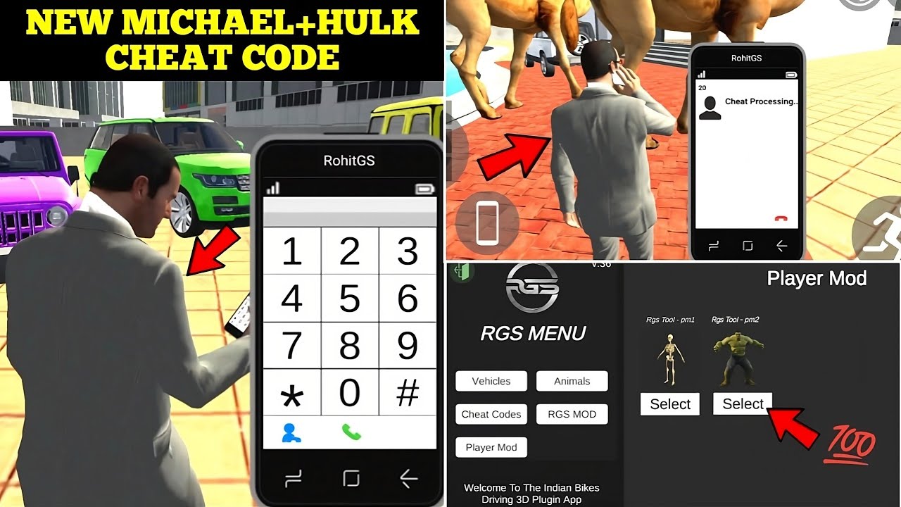 Indian Bike Driving 3D New Michael Character Cheat Code 🤯🔥| All New Secret Cheat Codes|Harsh in ...