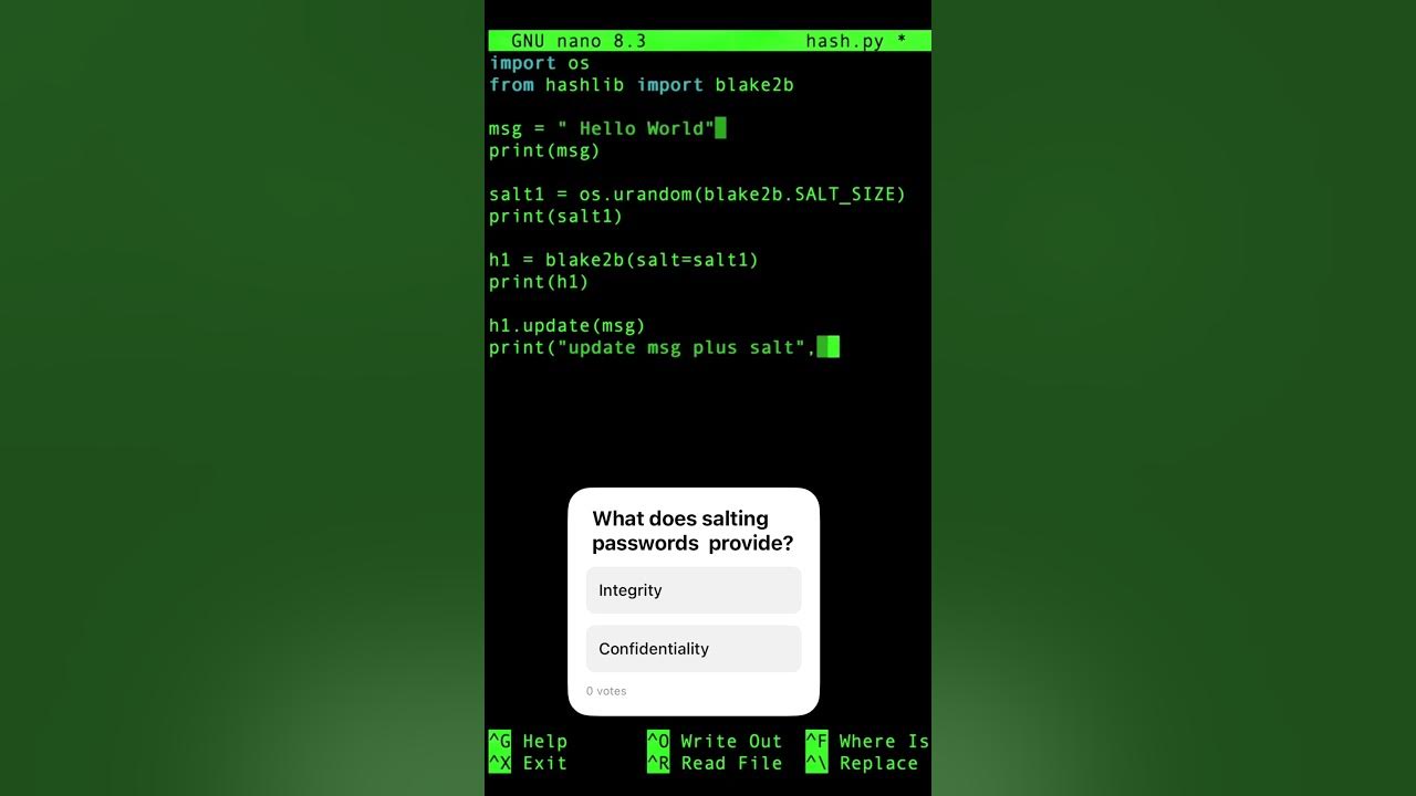 Python Hashlib Salting Coding Python Coding Programming Lab Crypto