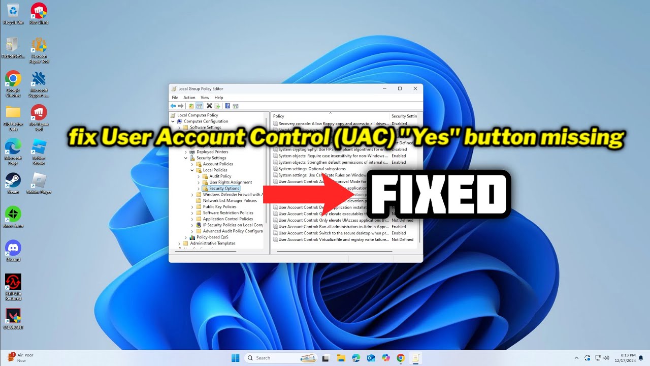 (FIXED) User Account Control (UAC) "Yes" button missing in Windows ...