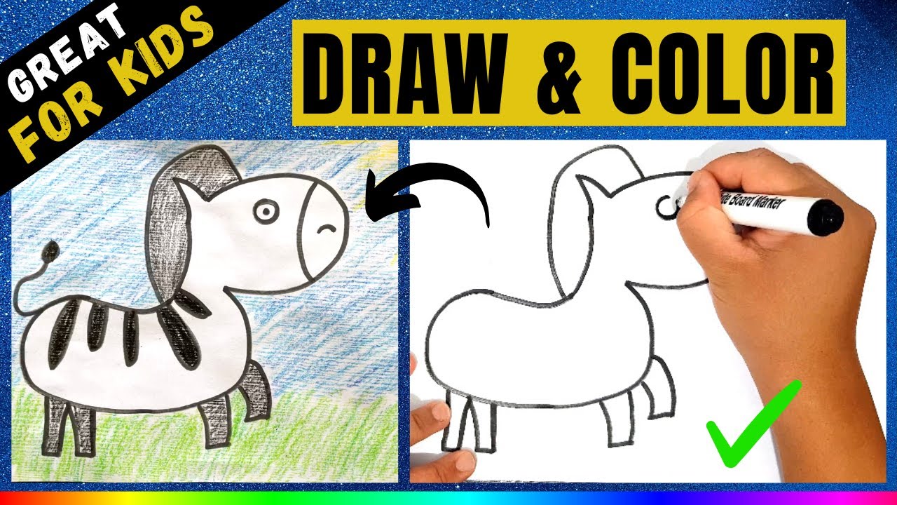 Zebra drawing - How to draw Zebra [Super easy Zebra drawing ANYONE can ...