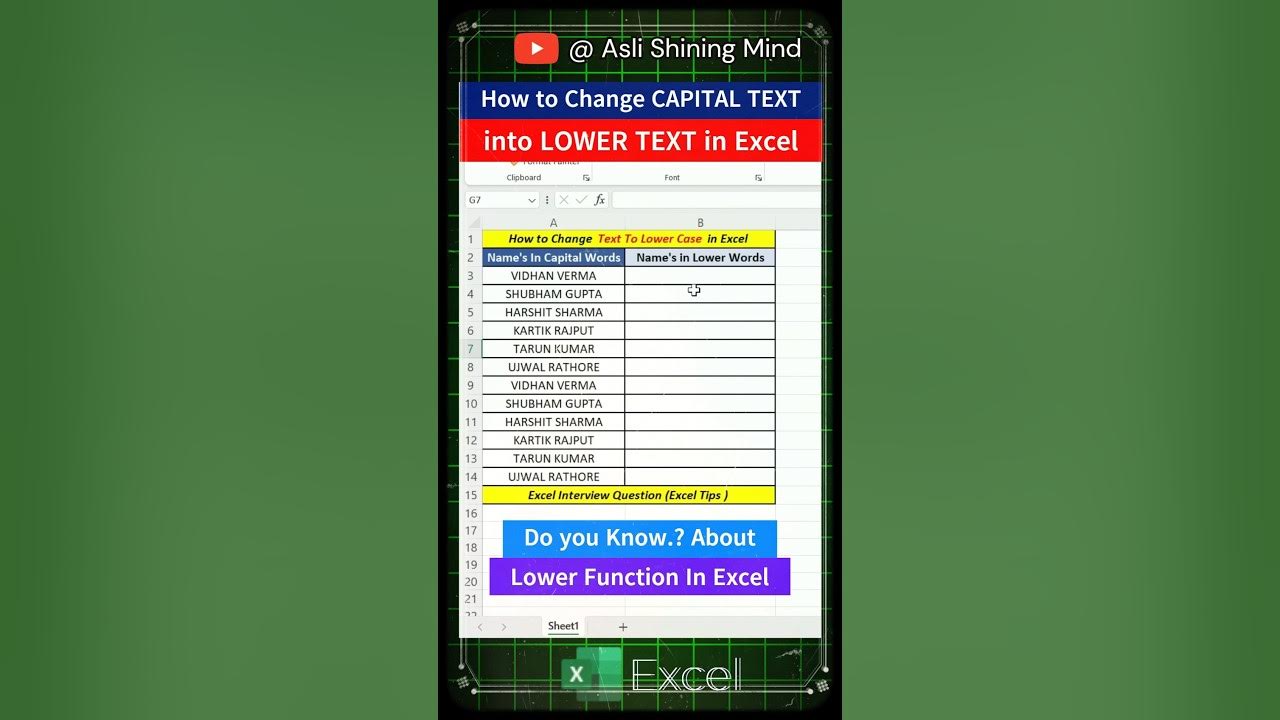 How to Use LOWER Function in Excel💥👨‍💻🤯Change Upper case into Lower case 😍#shorts #excel # ...