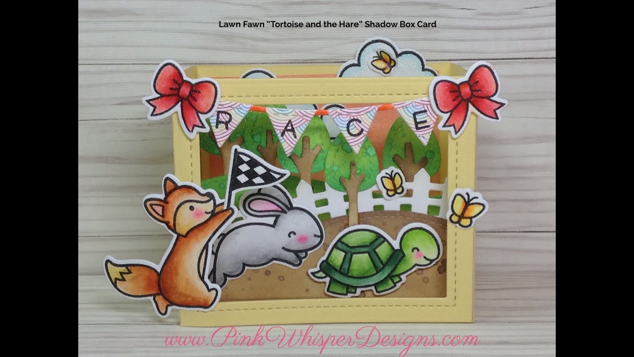 Lawn Fawn Shadow Box Card - Tortoise and the Hare - YouTube