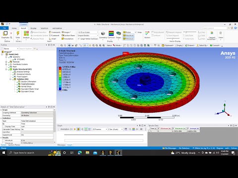 ANSYS | Flywheel rotational speed simulation | Tutorial stress _strain ...