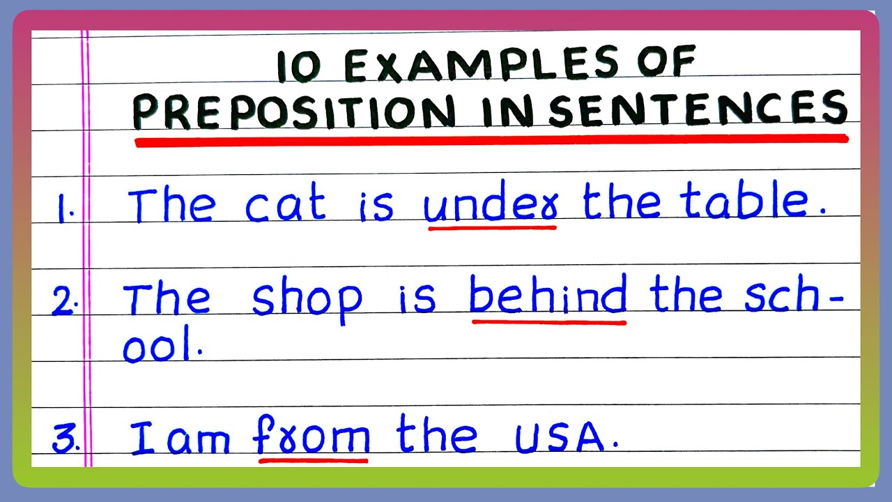 Preposition Sentences | 10 Examples of Preposition Sentences | English ...