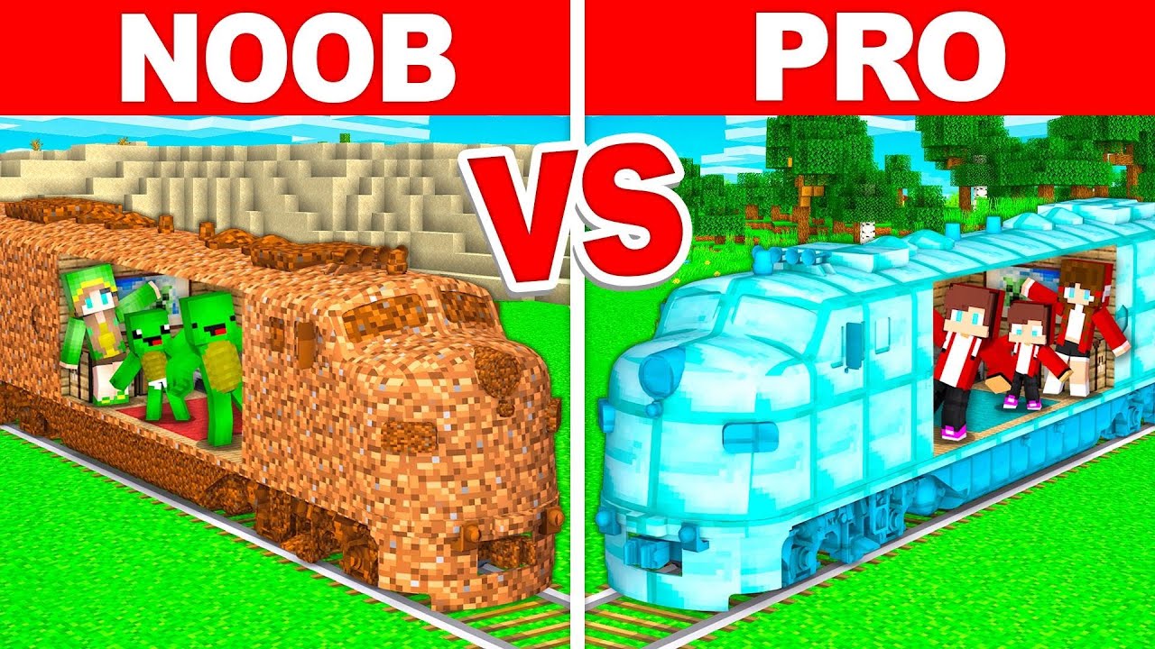 Noob vs Pro: Mikey vs JJ Family TRAIN House Build Challenge in Minecraft - YouTube