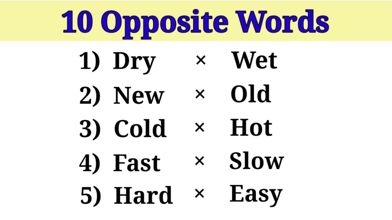10 Opposite Words in English - YouTube