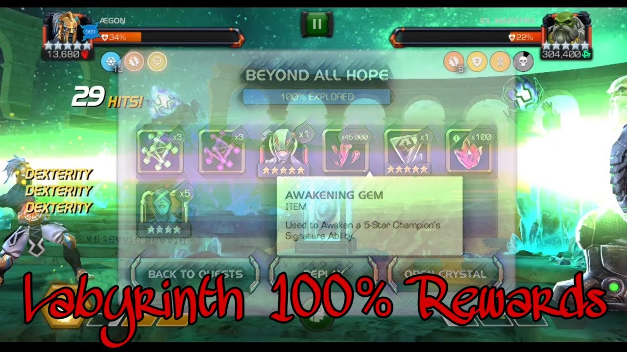 Labyrinth of Legends 100% Completion Rewards - Marvel Contest of ...