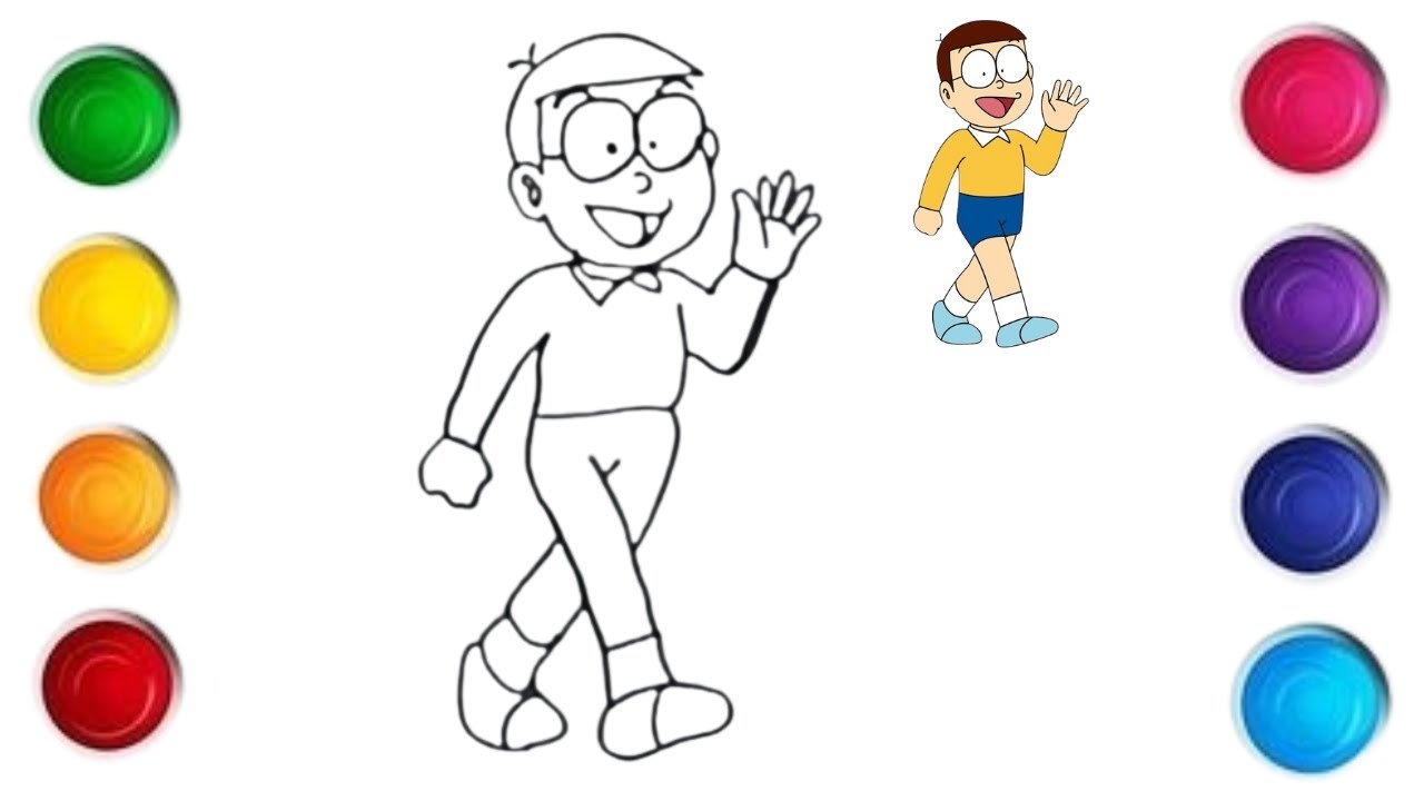 Nobita 😍 Easy Drawing, Coloring And Painting For Kids & Toddlers!!! ♥😘 ...