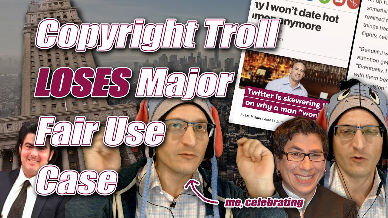 FAIR USE WINS, Copyright Troll Loses, over "News" Screenshot - YouTube