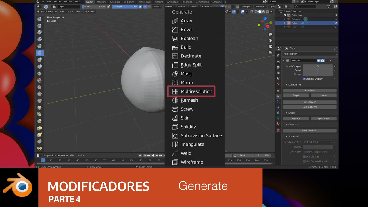 Multiresolution | Modificadores Generate 4 | Blender 2.92 Curso - YouTube
