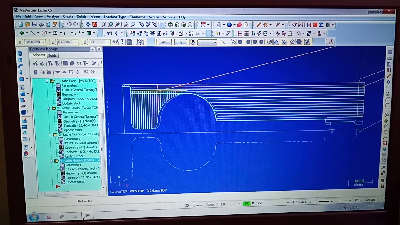 Bubut Alur, Ulir dan radius dengan Mastercam X5 - YouTube
