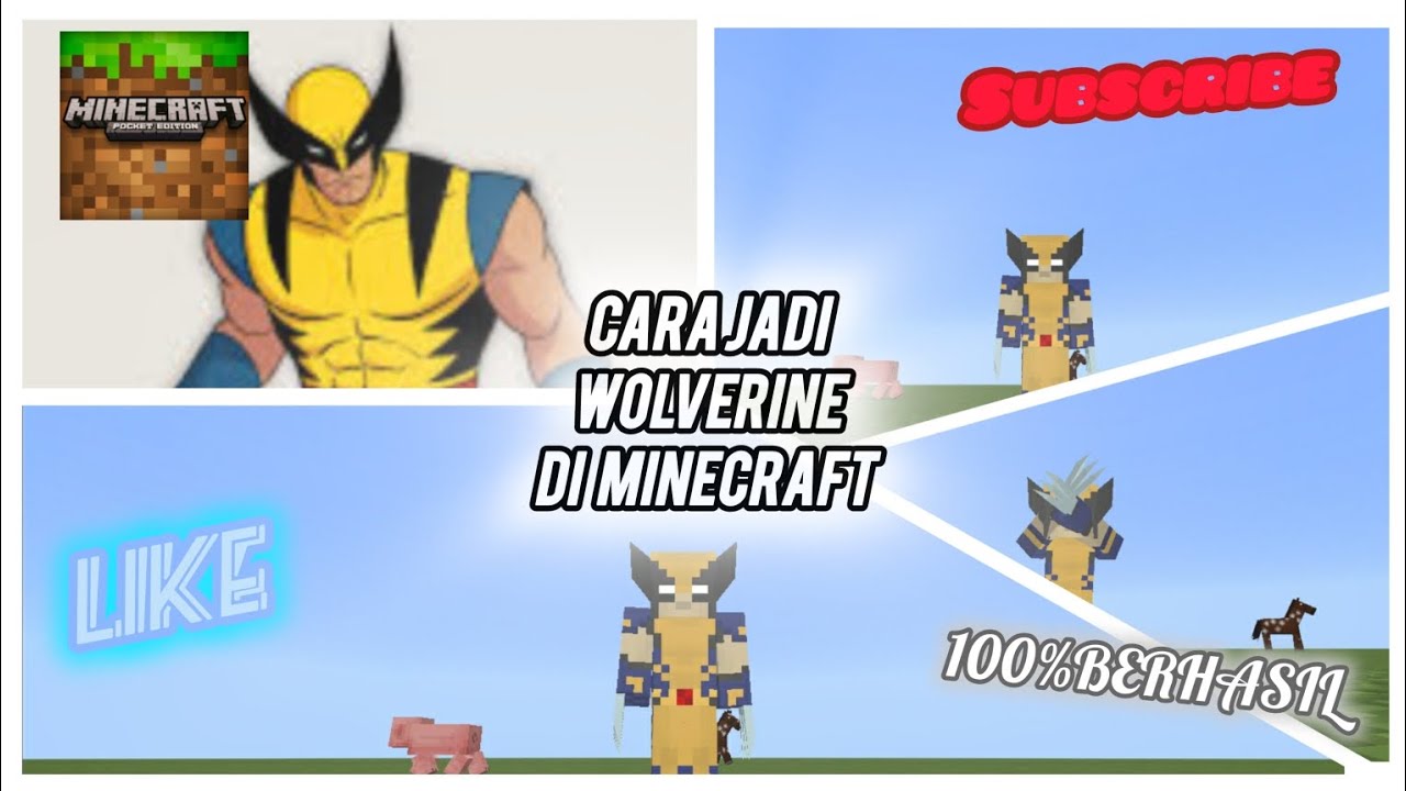 CARA JADI WOLVERINE DI MINECRAFT - MINECRAFT POCKET EDITION - YouTube