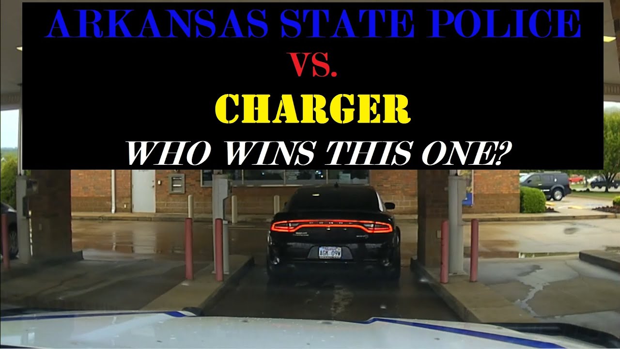 DODGE CHARGER VS ARKANSAS STATE POLICE - Charger ducks into bank drive ...