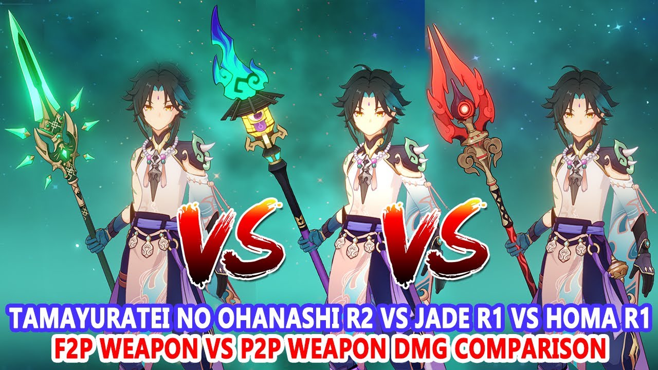 Xiao & Tamayuratei no Ohanashi R2 vs Jade R1 vs Homa R1 DMG Comparison | New F2P Weapon 5.4 ...