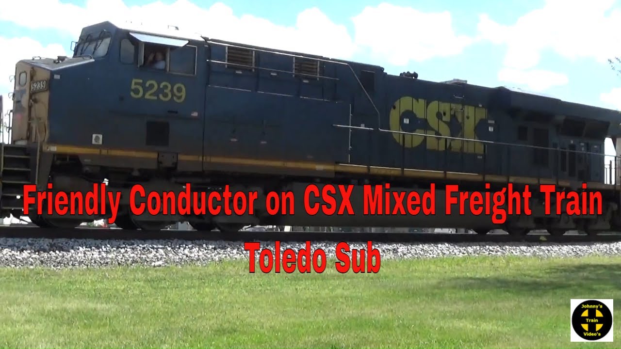 Friendly Conductor on CSX Mixed Freight Train - YouTube