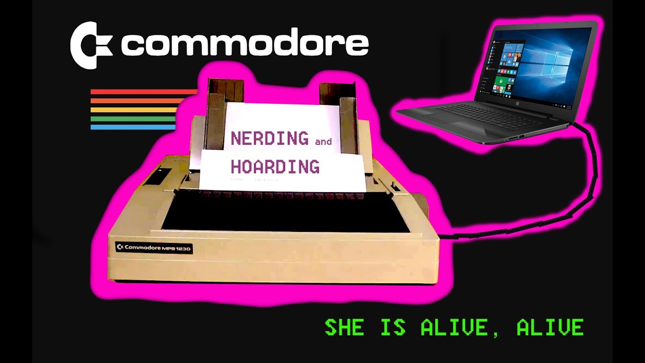 commodore MPS 1230 test print from pc - YouTube