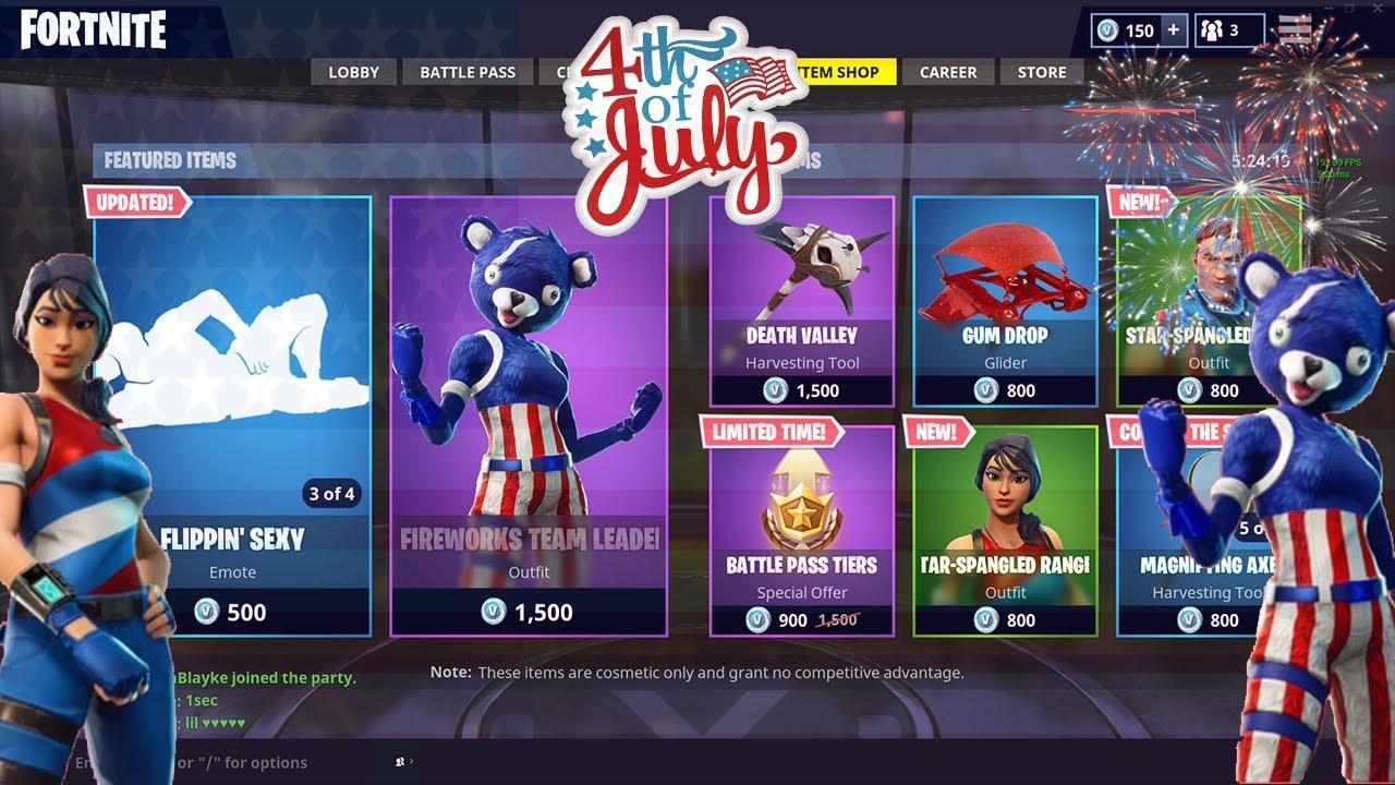 *NEW FIREWORK TEAM LEADER* FORTNITE 4TH OF JULY SKINS RELEASED!!! - YouTube