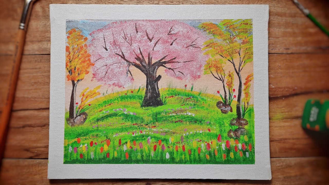 Cherry Blossom Tree | Acrylic Painting | Easy for Beginners | #006 ...