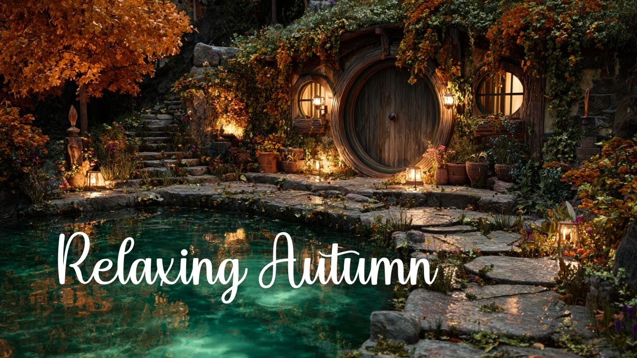 Peaceful Hobbit Village -Relaxing Autumn Sounds for Sleep | Fireplace ...