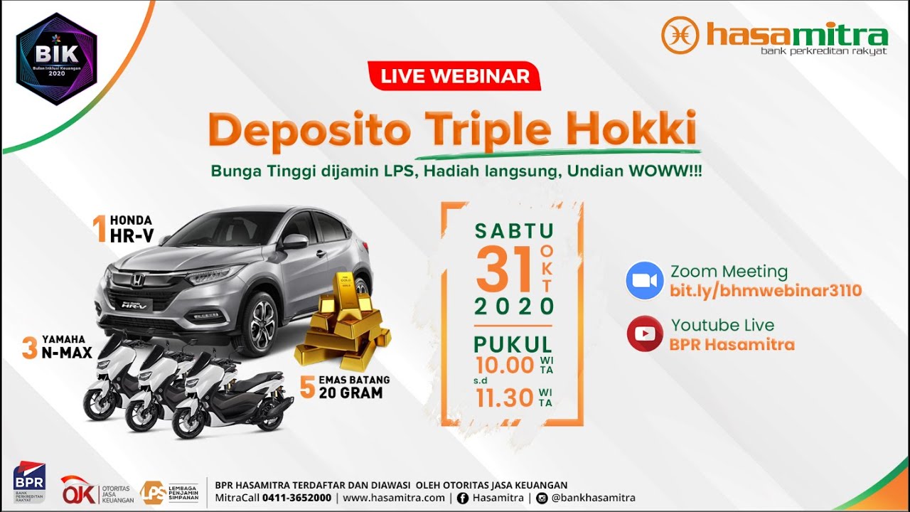 WEBINAR DEPOSITO TRIPLE HOKKI - BPR Hasamitra 31 Oktober 2020 - YouTube