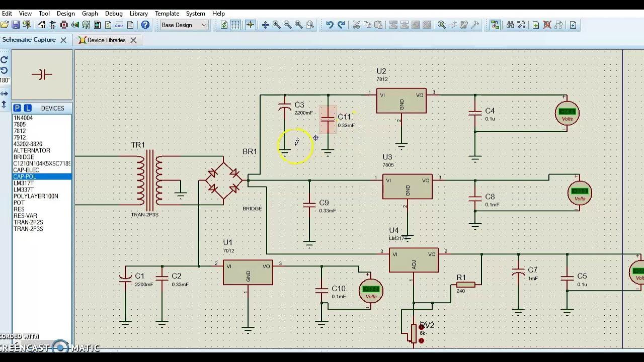 Fuente de voltaje en proteus - YouTube