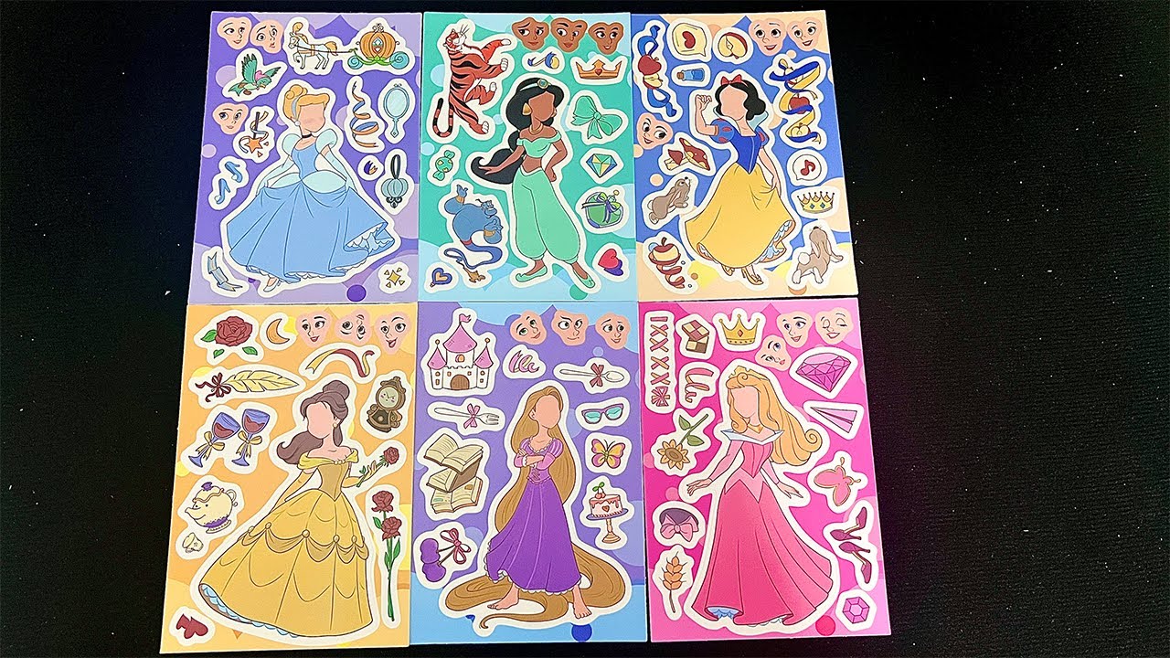 🎀 Paper DIY 🎀 Disney Princess Sticker Book 👑 Rapunzel, Bella ...