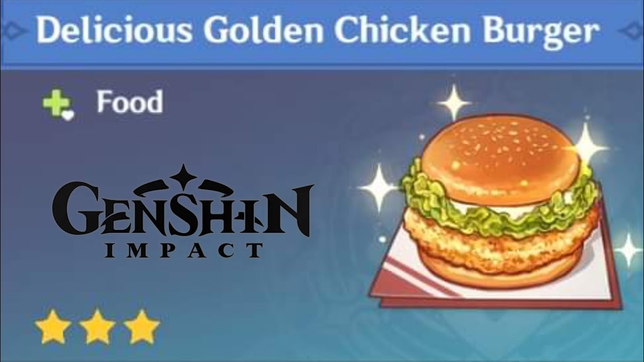 Delicious Golden Chicken Burger GENSHIN IMPACT - YouTube