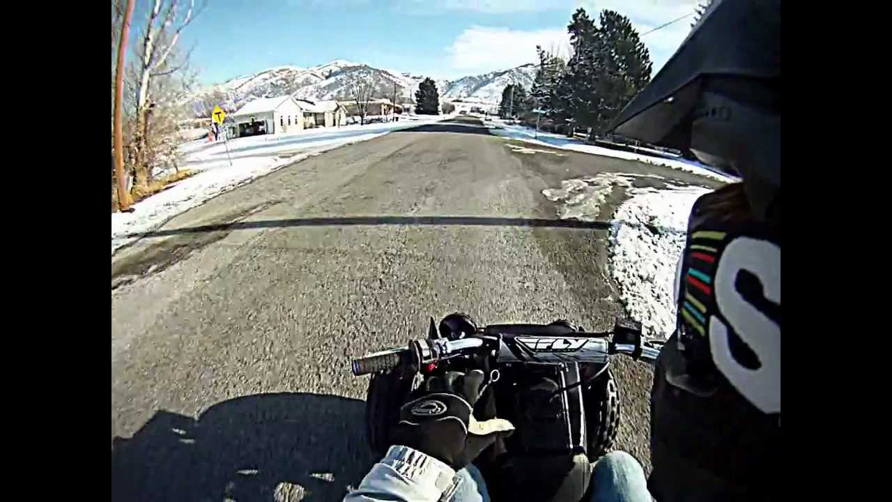 Snow riding on the Banshee - YouTube
