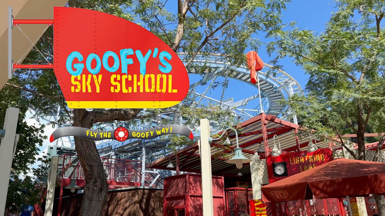 Goofy's Sky School Disneyland California Adventure 4K Ride Along - YouTube