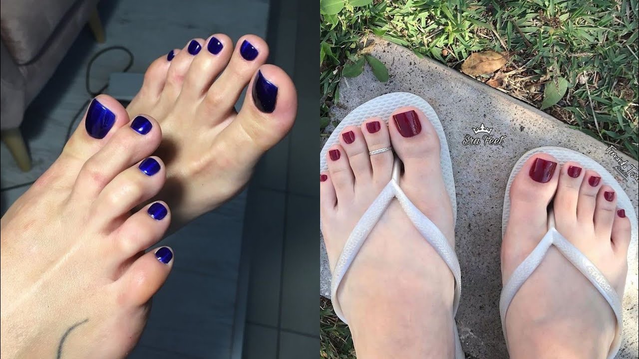 Alluringly stunning shiny short toe nails pedicure designs// new nails ...