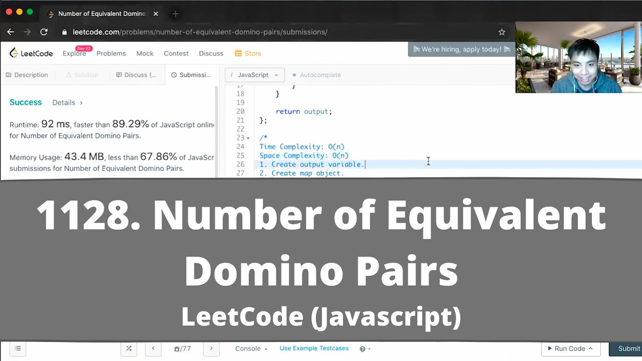 How To Solve 1128 Number Of Equivalent Domino Pairs On Leetcode Javascript Youtube
