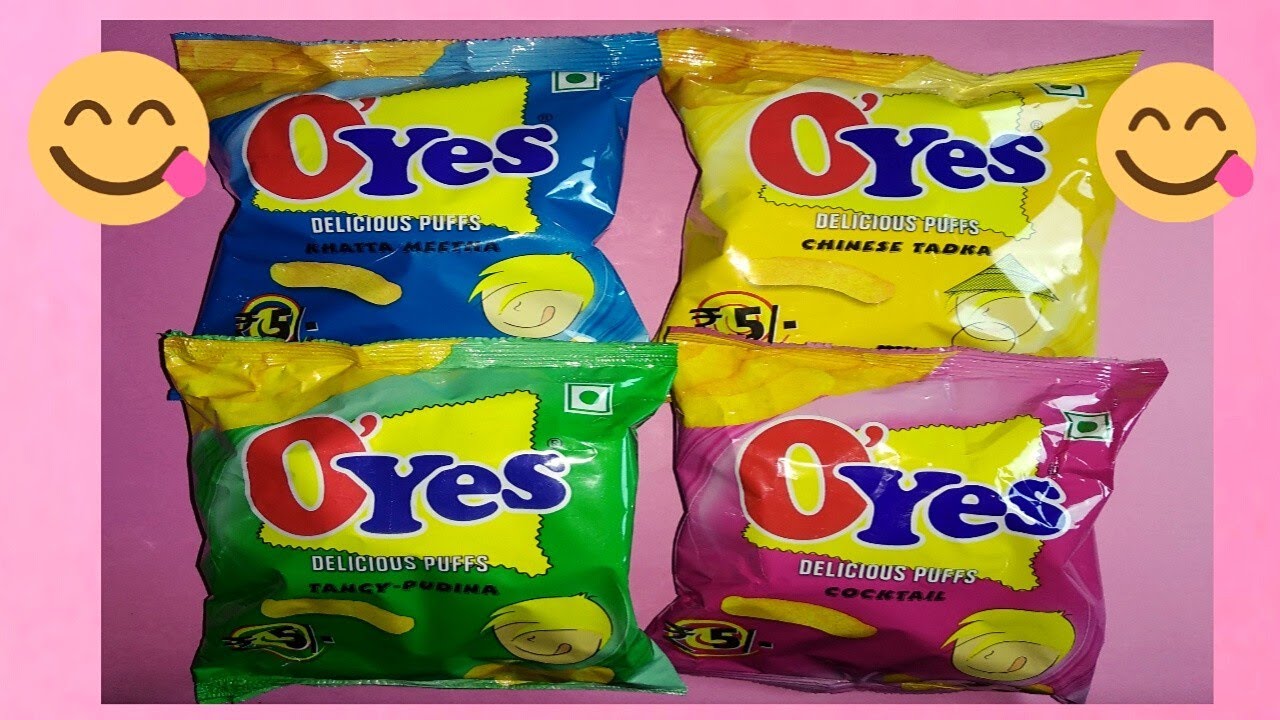 O Yes Puffs Different Flavoured Packets Unwrapping - YouTube