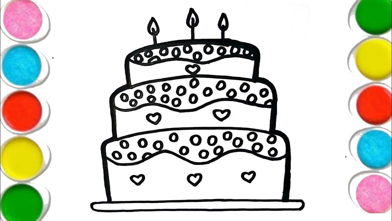 Beautiful cake drawing for kids | beautiful cake drawing with color ...