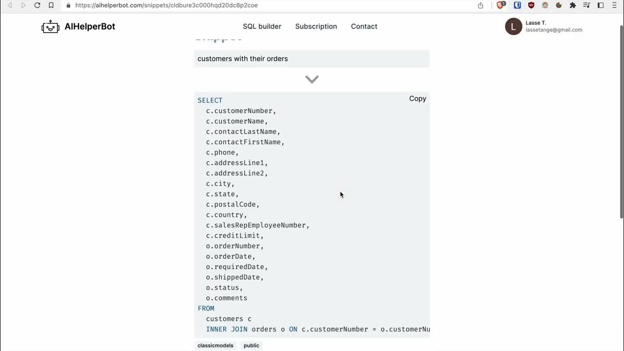 Save and share SQL query snippet (learn SQL using AI)⚡️ - YouTube