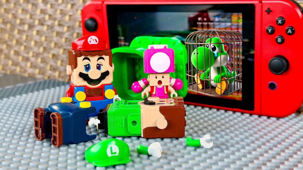 Lego Mario tries saving Luigi and Yoshi - YouTube