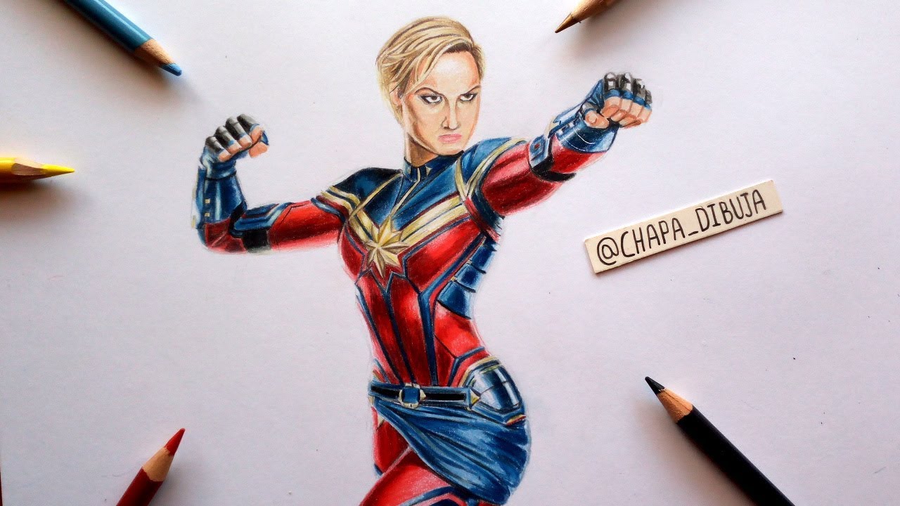 Dibujando a CAPITANA MARVEL "AVENGERS ENDGAME"/ Drawing MARVEL FUTURE ...