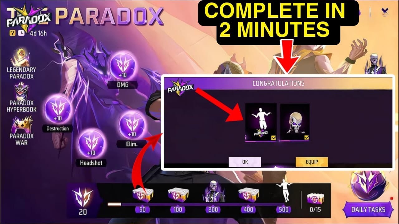 HOW TO COMPLETE PARADOX EVENT || FREE FIRE NEW EVENT || FF NEW PARADOX ...