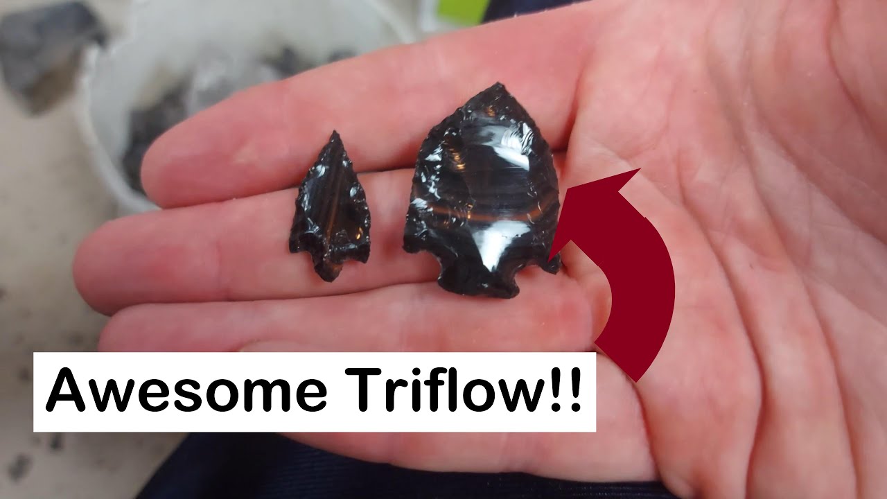 Flint Knapping Awesome Copper Triflow Obsidian Into Killer Arrowheads! Flint Knapping ...