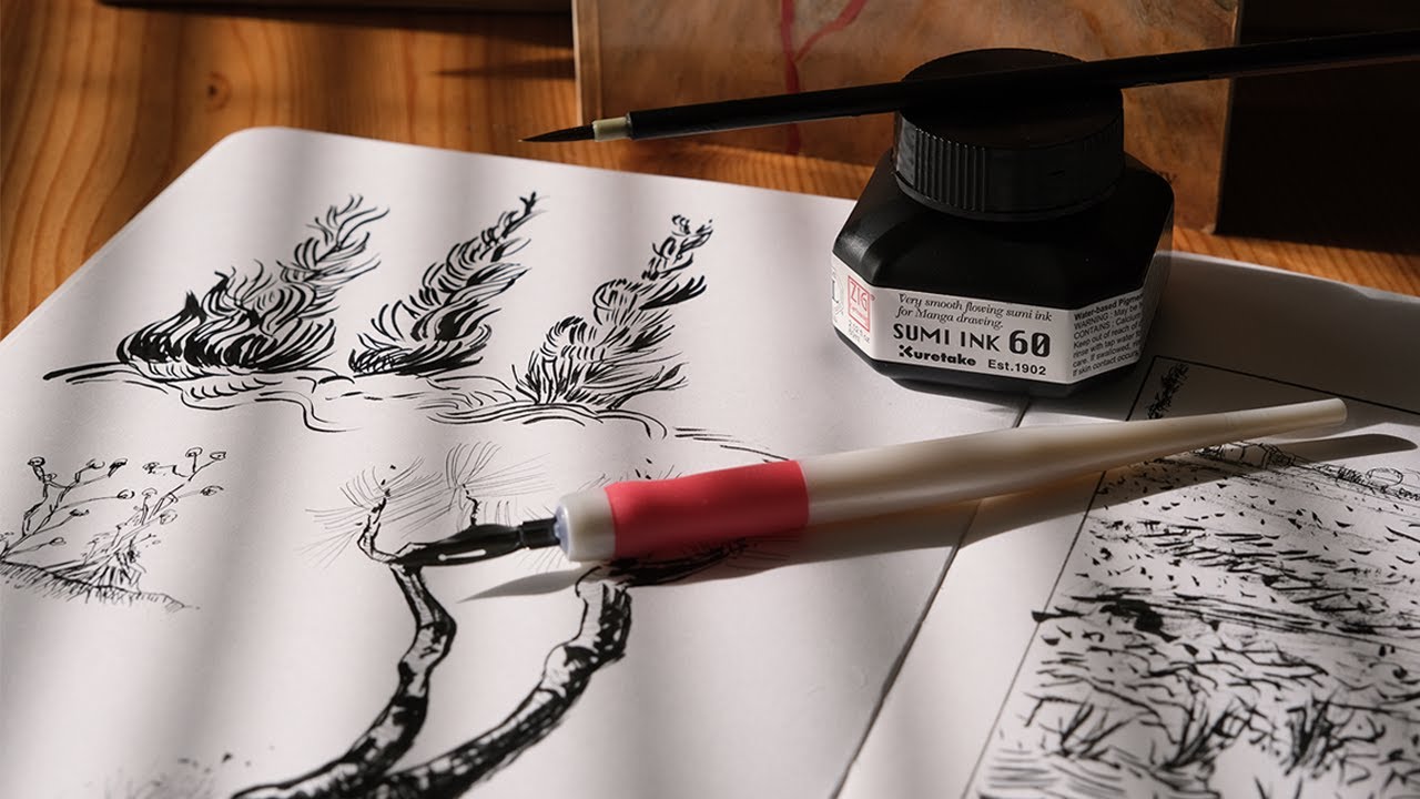 Mark-making for ink drawing practice #2 Van Gogh studies - YouTube