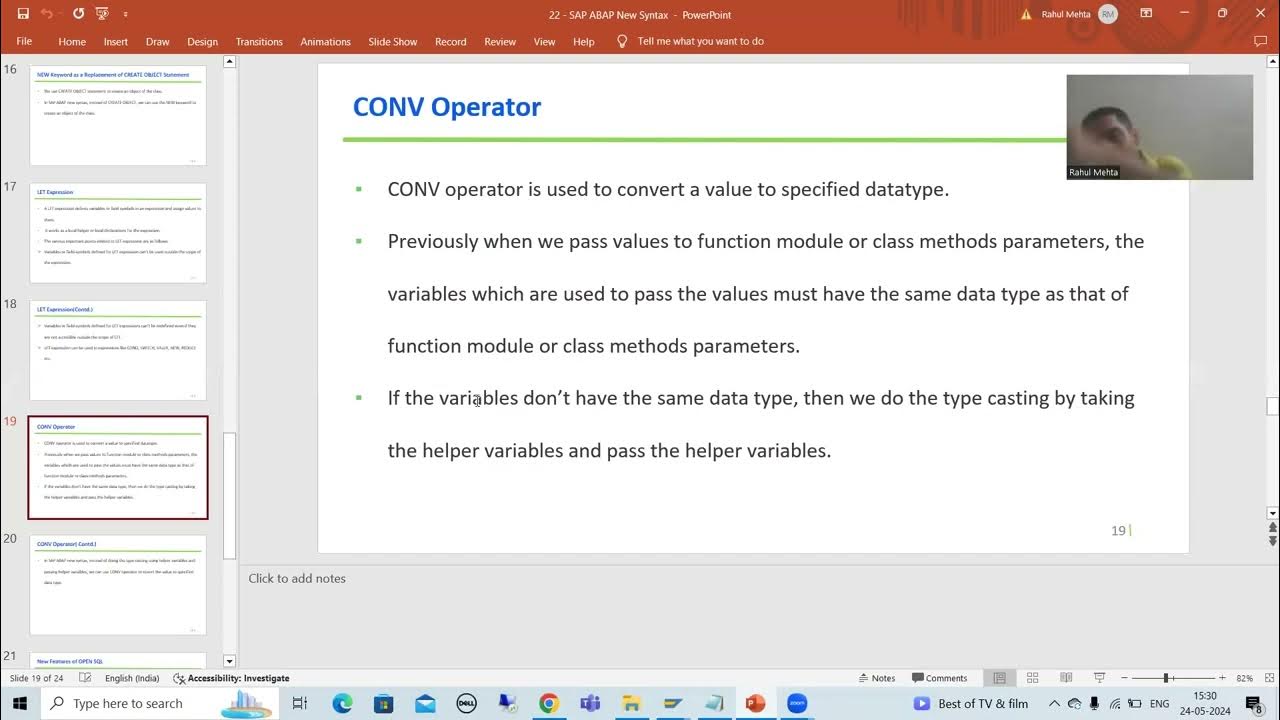 24 - SAP ABAP New Syntax - CONV Operator Part1 - YouTube