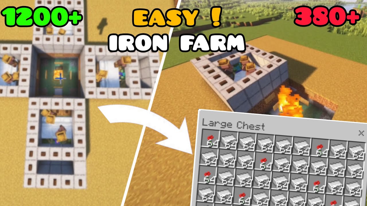 Easy iron farm tutorial Minecraft 1.21 - 1200+ per hour - YouTube