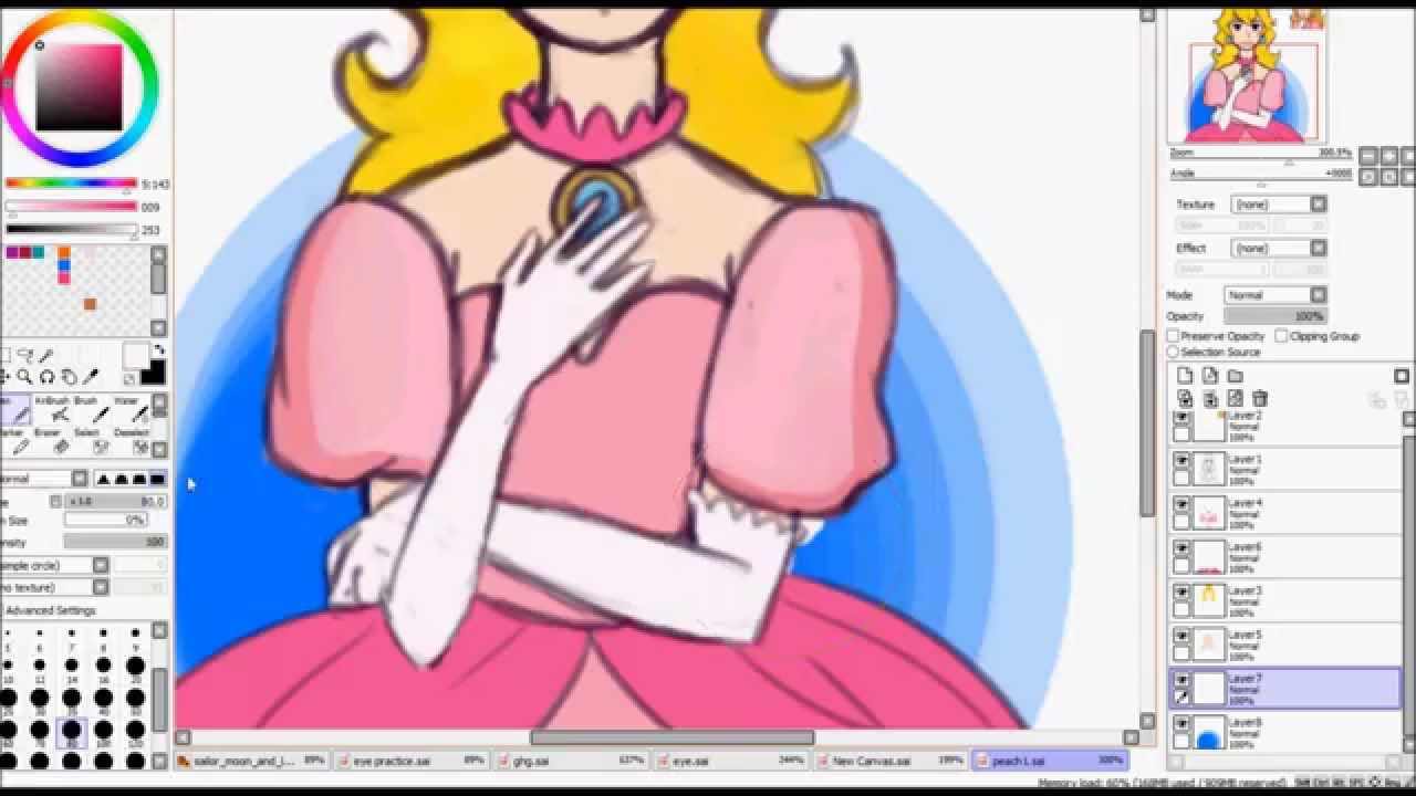 Princess Peach! Speed Paint (Paint Tool SAI) - YouTube