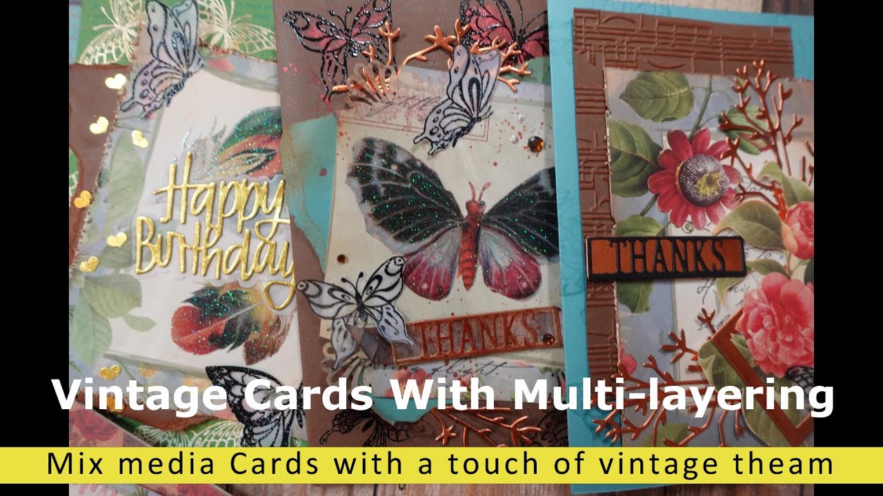 "Quick And Easy Vintage Cards With Multi-layering Techniques!" - YouTube
