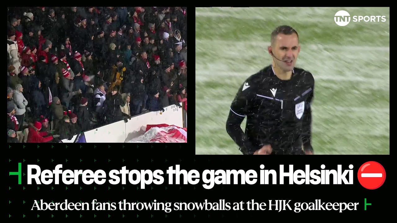 Aberdeen fans throw snowballs at HJK Helsinki goalkeeper to halt Europa ...