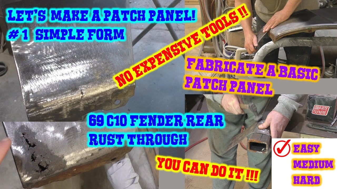 69 C10 front fender rust repair - Lets make a simple patch panel from ...