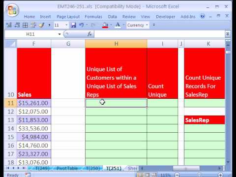 Excel Magic Trick 251 Formula Unique List within Unique List - YouTube