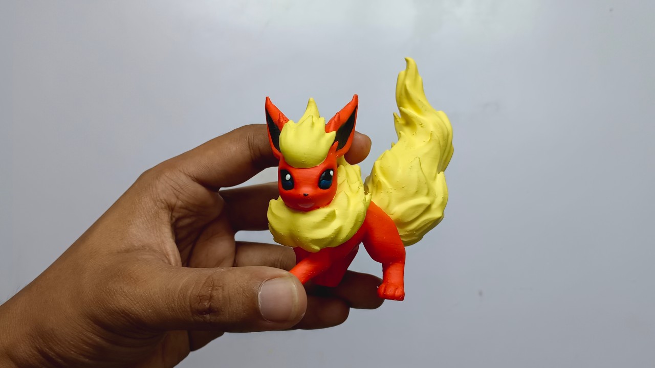 Pokémon 3D Art : Making Eevee Fire type evolution Flareon 3D Figure and ...