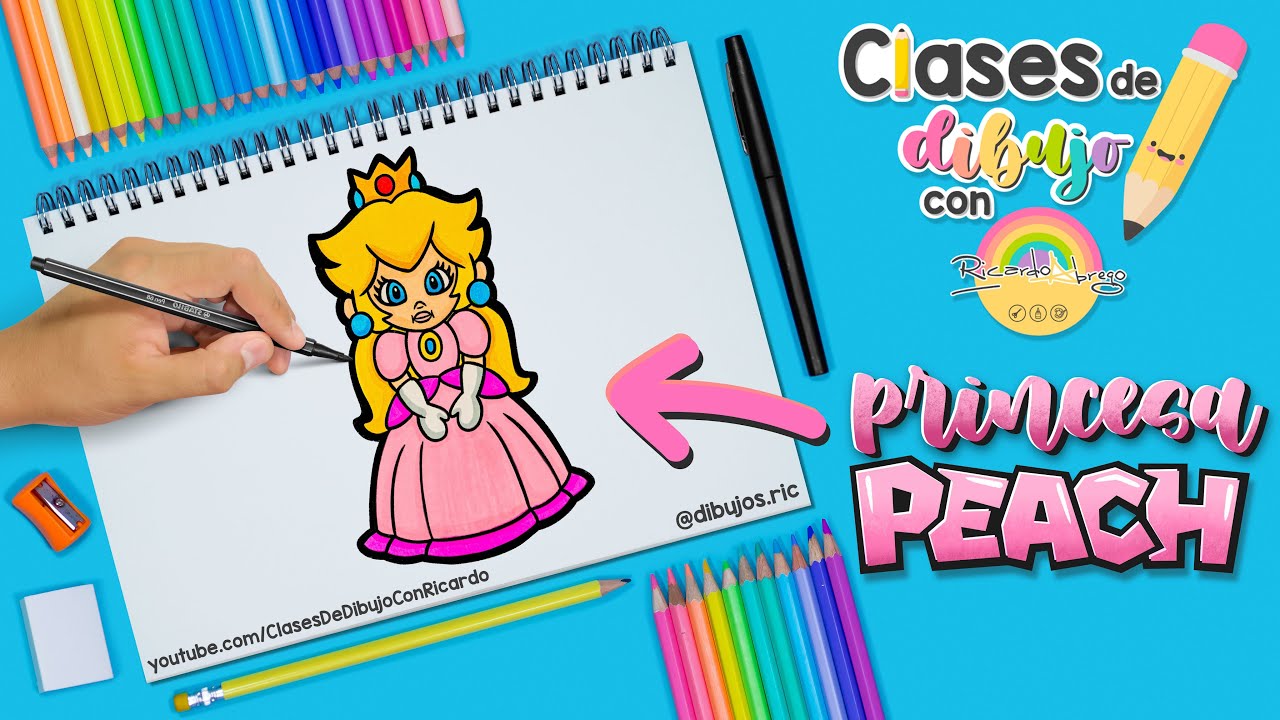 Cómo dibujar a la PRINCESA PEACH - CLASES DE DIBUJO CON RICARDO # ...