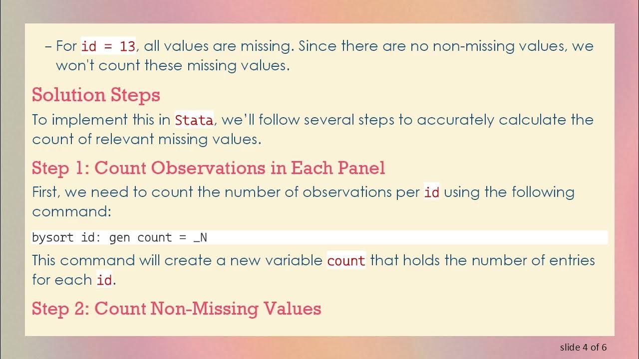 How to Count Missing Values in a Panel Dataset with Stata - YouTube